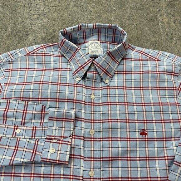 Brooks Brothers | Shirts | Brooks Brothers Oxford Shirt Men L Blue Red ...